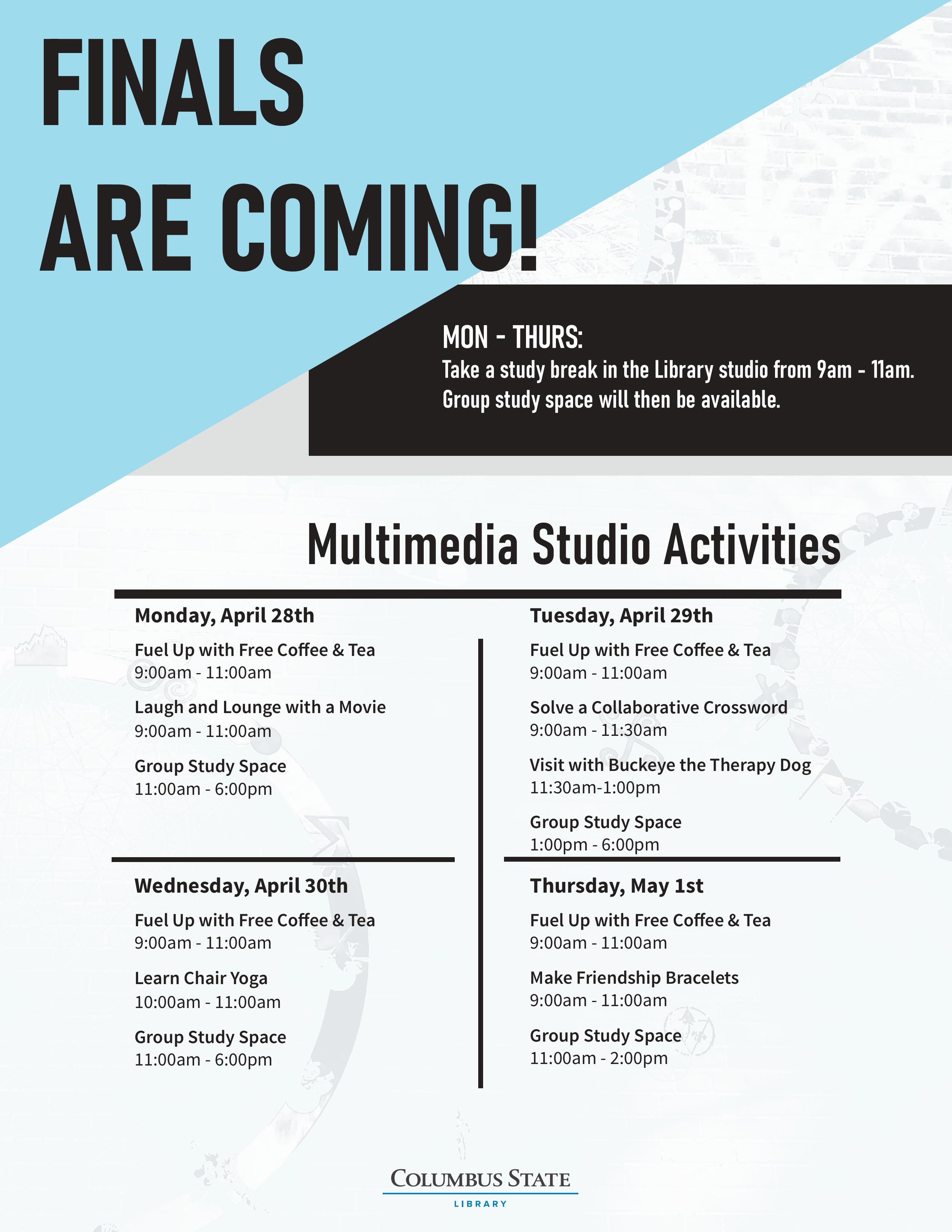 Library study break ahead of finals | Columbus State Community College